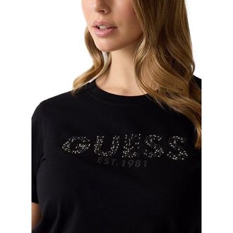 Guess T-shirt &agrave; logo strass en coton