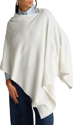 Benetton Damen Mantella 1235du01a Strickponcho und Capes, Wei&szlig;, One Size