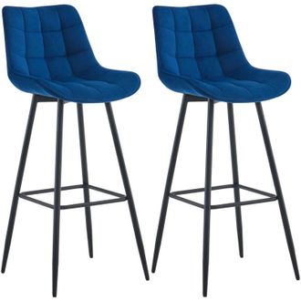 Clp Lot de 2 tabourets de bar Dartford Bleu Velours