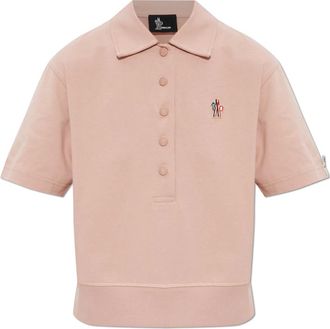 Moncler Femme, Tops, Rose, Taille: 42 FR Polo en coton avec patch logo