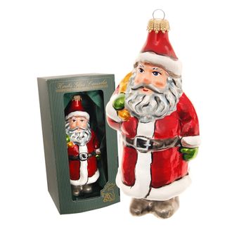 Krebs Glas Lauscha Weihnachtsdekoration/Christbaumschmuck aus Glas - Santas World Santa Porzellanmalerei - Farbe: Rot/Wei&szlig; - Gr&ouml;&szlig;e: ca. 13 cm