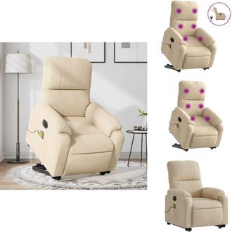 vidaXL Massagesessel Aufstehhilfe Elektrisch Creme Mikrofasergewebe - Elektrischer Massage Sessel - Relaxsessel - Fernsehsessel - Ergonomischer Sessel