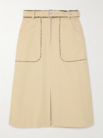 Dries Van Noten Jupe Midi En Toile De Coton &Agrave; Ceinture - Neutres
