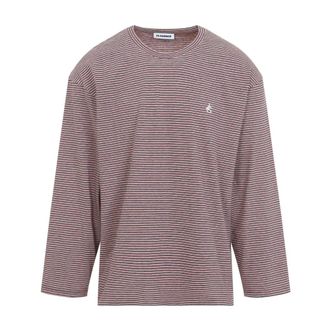 Jil Sander Gestreiftes Langarm-T-Shirt - - Tops - Herren - Rot - XL
