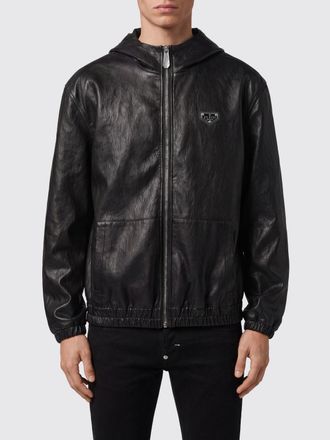 Philipp Plein Veste &agrave; capuche en cuir de veau lisse