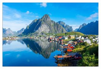Wallario selbstklebendes Poster - Skandinavisches Bergpanorama, Aufkleber in Premiumqualit&auml;t, Klebefolie Gr&ouml;&szlig;e: 61 x 91,5 cm (Maxiposter)