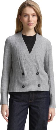 Tom Tailor Damen 1048323 Cardigan in Wickel-Optik, 21373-Medium Silver Grey Melange, XXL