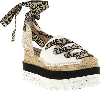 Stella McCartney Logo-Strap Canvas Espadrille Sandal - White