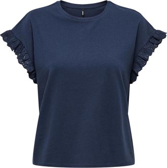 Only Damen Onliris S/S Emb Top JRS T-Shirt, Naval Academy, XX-Small