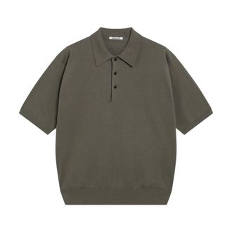Auralee Homme, Tops, Vert, Taille: L Giza High Gauge Knit Polo