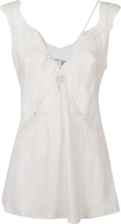 Pinko Pinko, Femme, Tops, Blanc, Taille: 38 FR Lydia Top Twill Pizzo