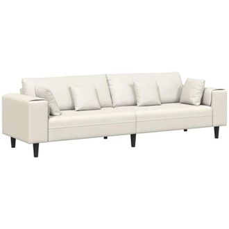 vidaXL Samt Sofa mit Kissen Creme 208 cm Samt Vidaxl