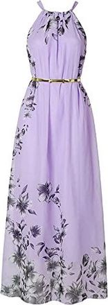 Generic Robe boh&egrave;me sans manches longue en mousseline de soie pour femme avec col suspendu, violet, 3XL