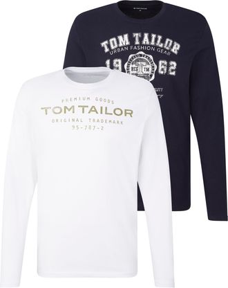 Tom Tailor Herren 1034857 Langarmshirt Im Doppelpack, 10690 - Knitted Navy, XXL EU