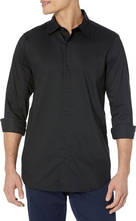 Amazon Essentials Langärmeliges Stretchhemd für Herren, schmale Passform, Schwarz, Größe XL