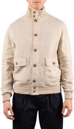 Brooksfield Homme, Vestes, Beige, Taille: XL Bomber non doubl&eacute; en lin