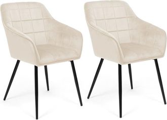 IDMarket Idmarket - Lot de 2 chaises de salle à manger, fauteuils de table mady en velours beige