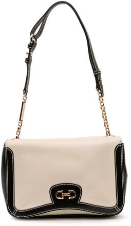 Ferragamo Hobo Bags - Leather Double Gancini Shoulder Bag - Gr. unisize - in Weiß - für Damen