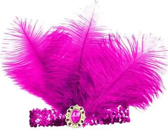 Generic Bandeaux &agrave; plumes pour femme - Accessoire de f&ecirc;te &agrave; plumes - Pour f&ecirc;te discoth&egrave;que, bal de fin dann&eacute;e, carnaval, carnaval - Rose vif - Taille unique