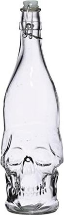 Puckator Clear Glass Skull Shaped Water Bottle