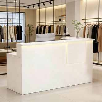 Generic Empfangstheke mit LED-Beleuchtung Empfangstheke mit abschlie&szlig;baren Schubladen Stauraum und Tastaturablage Ideale Kassentheke f&uuml;r B&uuml;ro Zuhause oder Kli