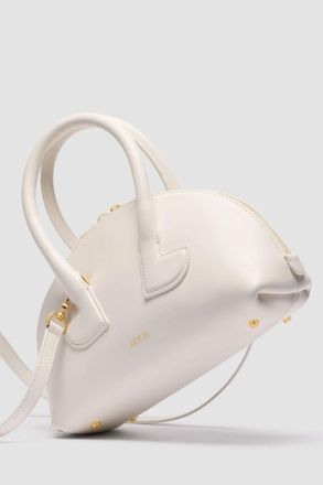 Patou Smooth Calf Leather Bowling Bag - White