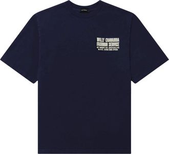 Willy Chavarria Homme, Tops, Bleu, Taille: S T-shirt Imprim&eacute; en Coton