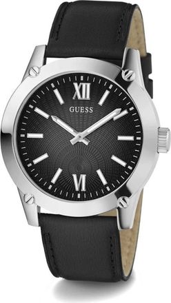Guess Crescent Schwarze Lederuhr - - Accessories - Herren - Grau - ONE SIZE