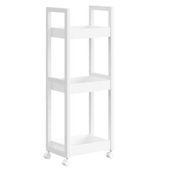 Songmics Chariot de Salle de Bain, &Eacute;tag&egrave;re Mince de Salle de Bains, Chariot de Rangement &agrave; 3 Niveaux sur roulettes, Bambou, Gain de Place, 20 x 30 x 80 cm, Bla