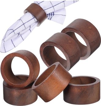 Cabilock 6st&uuml;cke Holz Serviettenringe F&uuml;r Stoffservietten Wiederverwendbare Serviettenhalter F&uuml;r Hochzeiten Partys Und Dinner-tische Dekorative Tischaccessoire