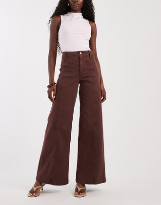 Free People jean large &agrave; jambe large bordeaux-Rouge