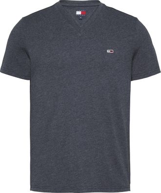 Tommy Jeans Herren T-Shirt Kurzarm Jaspe V-Ausschnitt, Blau (Dark Night Navy Htr), XS