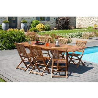 Macabane Macabane - maeva - Table de jardin 4/6 personnes - rectangulaire extensible 120/180 x 90 cm en bois Teck huil&eacute;