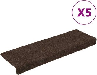 vidaXL Tapis descalier 15 pcs Tissu aiguillet&eacute; 65x21x4 cm Marron