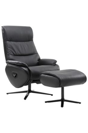 Xora Relaxsesselset, Schwarz, Metall, Textil, Leder, Kombination Echtleder/Lederlook, Rindleder, 78x110x83-122 cm, Relaxfunktion, Wohnzimmer