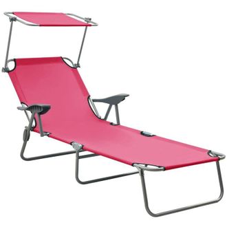 vidaXL Vidaxl - Sonnenliege mit Sonnendach Stahl Rosa