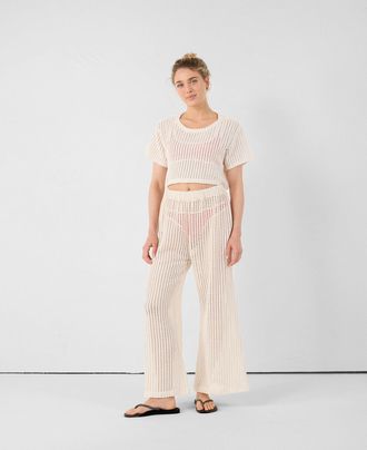 Jott T-shirt col rond en maille de coton Naturel Giada - Taille XS