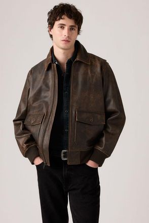 Levi's Veste Daviateur En Cuir Clayton - Homme - Marron / Brown Leather Bracken - M