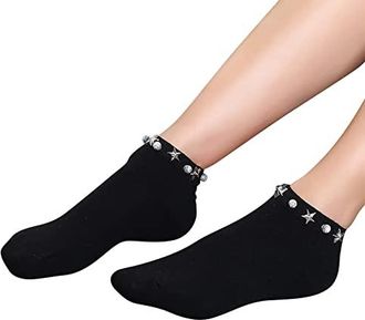 Generic Chaussettes à crampons pour femme - Chaussettes pour femme - Chaussettes pour femme - Chaussettes avec surpiqûres dorteils, Noir, Taille unique