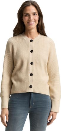 Tom Tailor Strickjacke TOM TAILOR, Damen, Gr. XXL, sand stone beige melange, Strick, Obermaterial: 52% Viskose, 27% Polyester, 21% Polyamid, meliert, oversize no