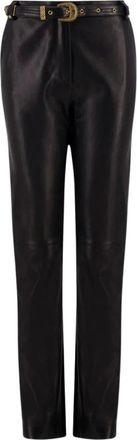 Balmain Femme, Pantalons, Noir, Taille: 36 FR Pantalon Droit en Cuir Noir