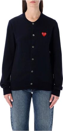 Comme Des Gar&ccedil;ons Femme, Pulls, Bleu, Taille: 44 FR Icon Heart Cardigan