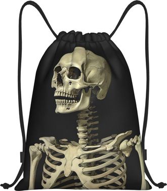 Generic EIN Skelettdruck Sportbeutel Tasche Verstellbar Unisex Beutel for Schwimmen Damen Training 36X42Cm
