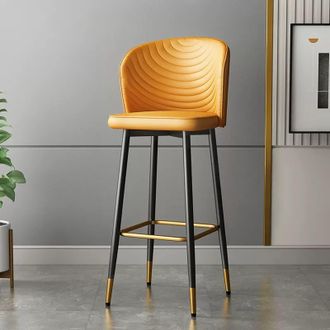 Generic Barhocker mit Kunstlederbezug, R&uuml;ckenlehne und Metallbeinen, K&uuml;chenst&uuml;hle, Tresenhocker