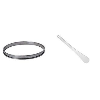 De Buyer 3093.22 -cercle a tarte inox perfore ht2 ø22 cm & 4745.30 -spatule blanche en polyglass l. 30cm