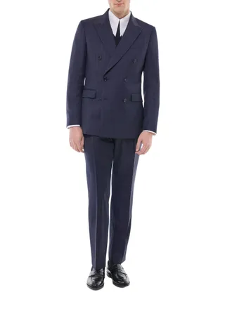 Fursac Costume crois&eacute; en twill de laine ray&eacute; - Taille 44 - Homme