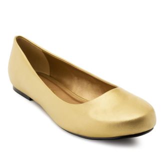 Andres Machado Andres Machado Elegante Ballerinas in goldfarbener Leder-Optik, 45 EU, Gold