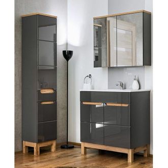 AC-D&eacute;co Ensemble meubles de salle de bain complet - Gris - 60 cm - Cintra Graphit - Livraison gratuite