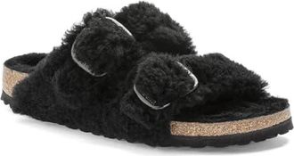 Birkenstock Sandales Arizona Big Buckle Teddy pour femme, noir/or, 7