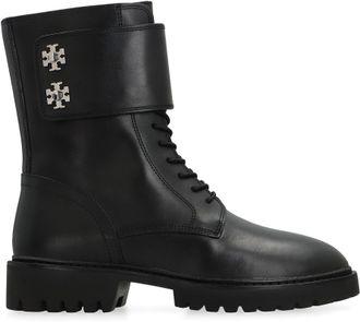 Tory Burch Womens Ankle Boots Turnlock Black Leather